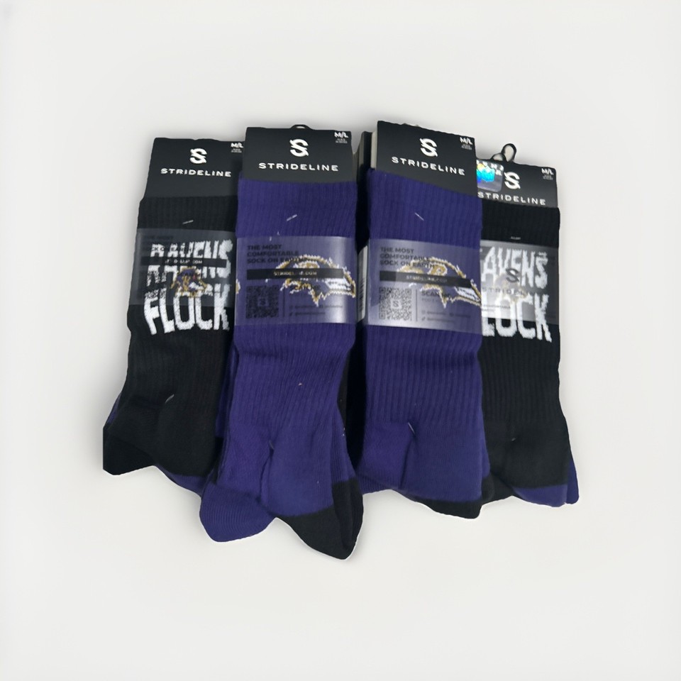 10 Sets (2 pairs each) Strideline NFL Baltimore Ravens Team Logo Crew ...