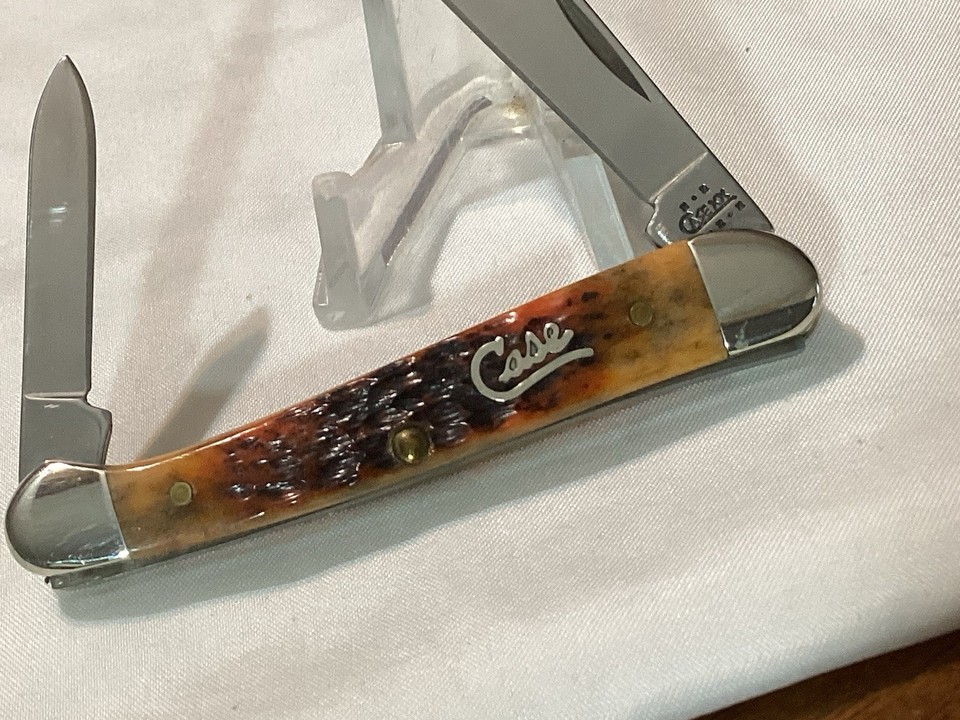 Case Mini Copperhead Autumn Bone Silver Script Knife 2002, used a ...