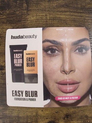 Huda Beauty Easy Blur/Primer & Natural Airbrush Foundation Sample Card ...