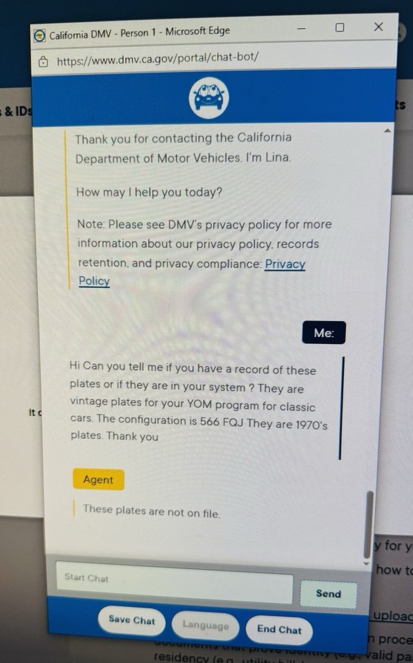 1970's California License Plates DMV Clear YOM 1972 Ford Mustang 1972 ...