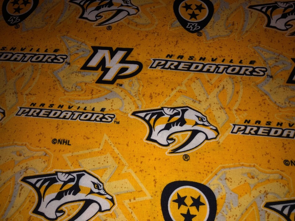 NEW NHL NASHVILLE PREDATORS COTTON Fabric 1/4 yard=9inx44in YELLOW TONE ...