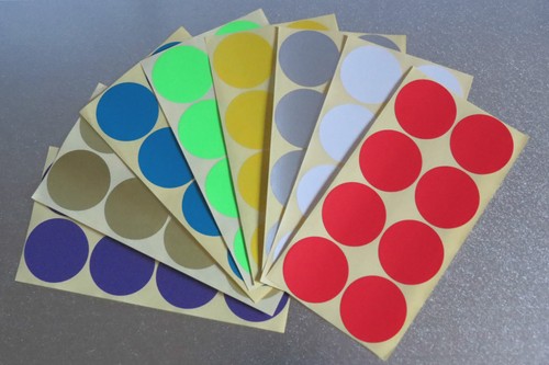 50mm Round 8 Colour Dot Sticker Circle Sticky Self Adhesive Label ...