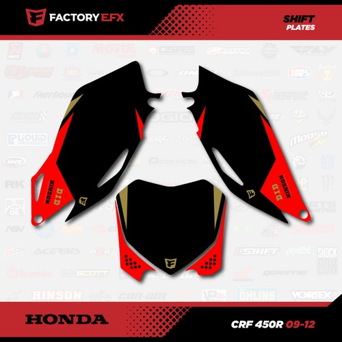 Black Gold Shift # Number Plate Graphic kit fit 05-08 Honda Crf450R CRF ...