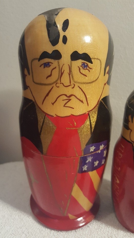 VTG Soviet Nesting Dolls Painted Wooden Communist Leaders Russian Five ...