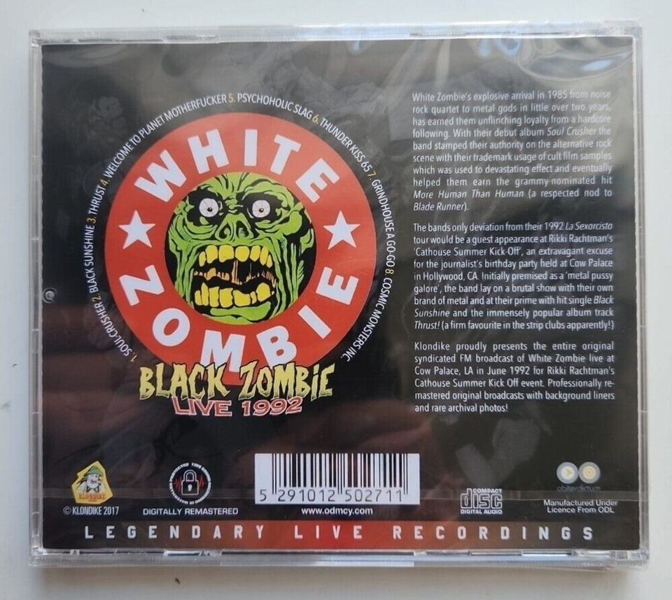 White Zombie - Black Zombie Live 1992 - CD 2017 NEW & SEALED ...