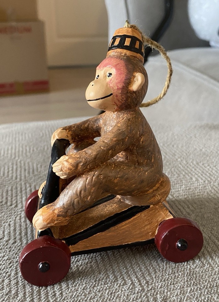 Vintage Parade Monkey Wearing Fez Riding On Cart Wagon Christmas Tree ...