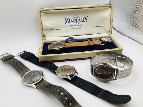 4 Vintage Men's Watches Military Lathin Vantage Girard Perregaux No ...