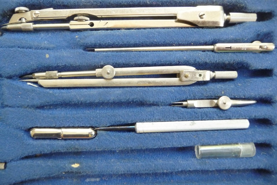 Compass & divider technical drawing set HELLERMAN + others D4 | eBay UK