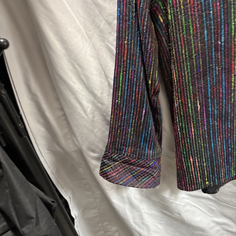 Caroline Rose -Sz XL 100% Silk Art-to-Wear Black Lux Banded Rainbow ...