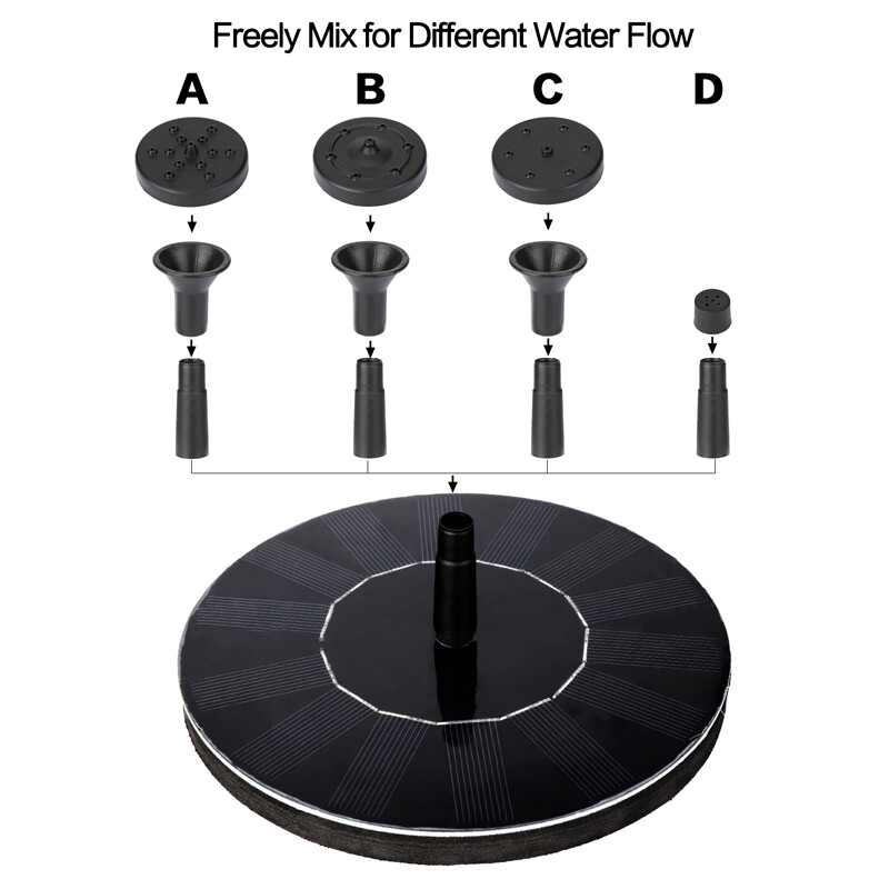 Solar Powered Floating Bird Bath Water Fountain Pump Outdoor Garden ...