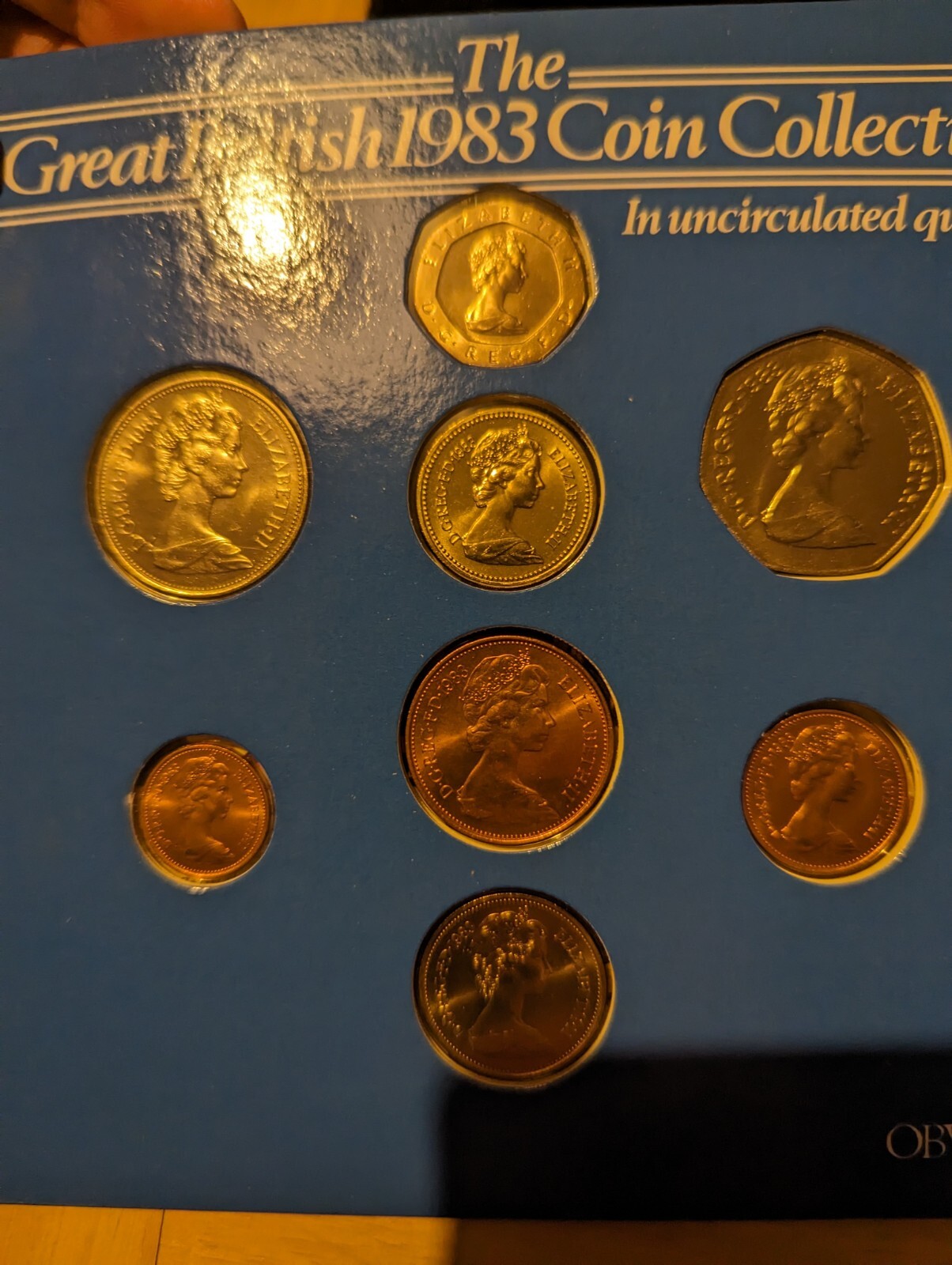 1983 Royal Mint 7 coin UNCIRCULATED set Royal Mint Folder Martini Pack ...