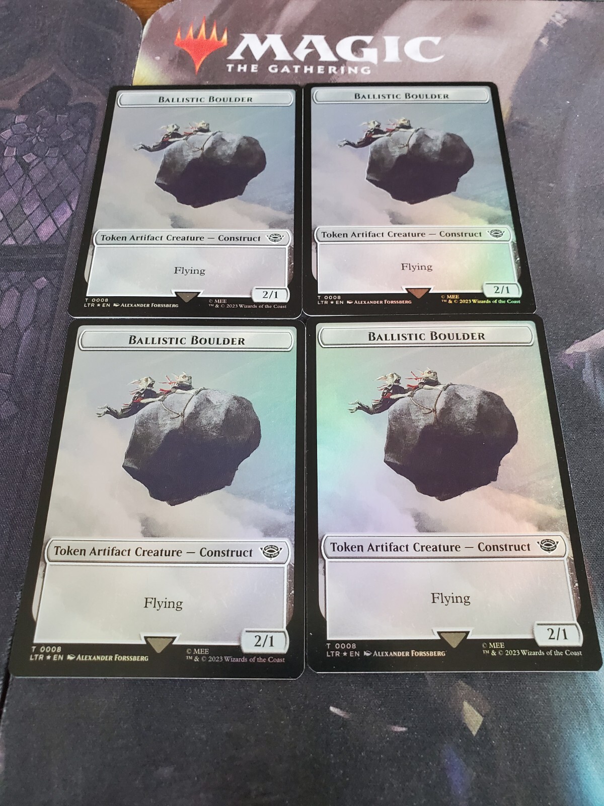 Mtg. 4x Ballistic Boulder Double-Sided Tokens. Foil. Lord Of The Rings ...