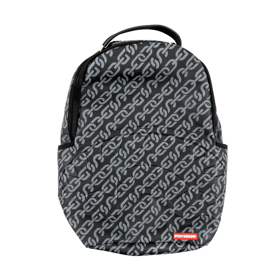 SPRAYGROUND MONOGRAM BLACK BACKPACK CHAINS TRIPLE BLACK LAPTOP SCHOOL ...