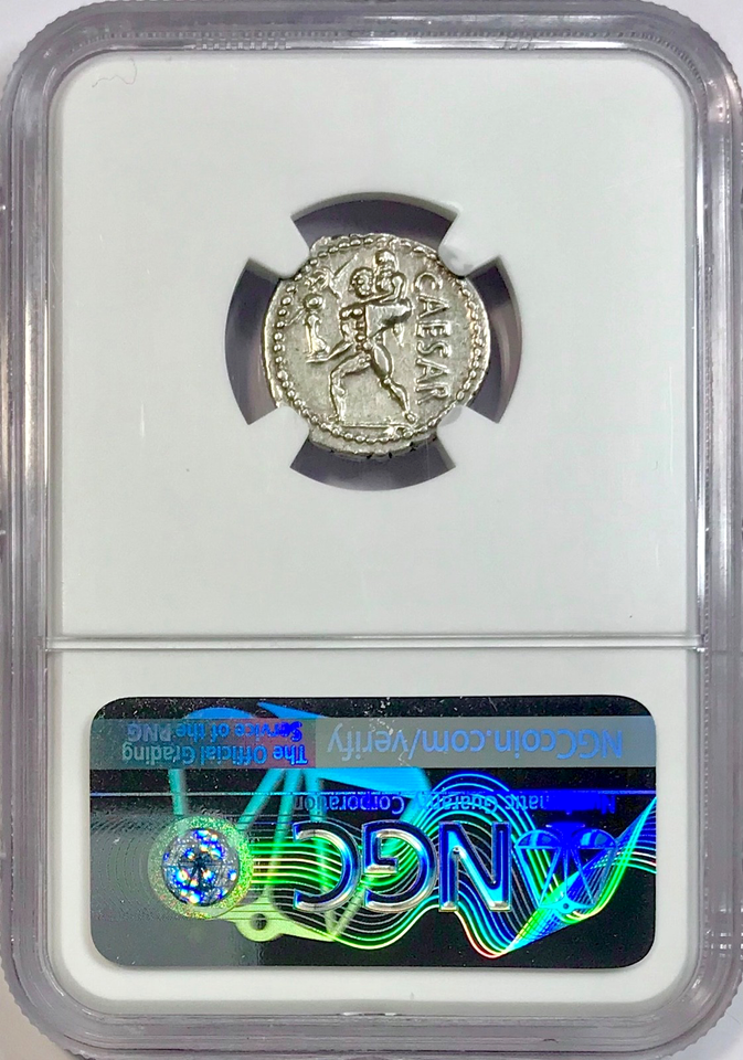 48-46 BC Julius Caesar Ancient Roman Silver Denarius Coin NGC Choice XF ...
