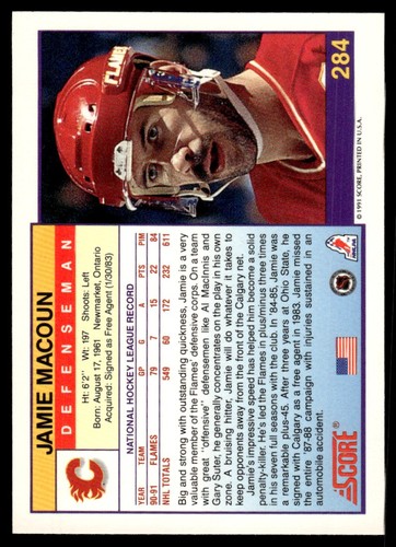 1991-92 Score American Jamie Macoun Calgary Flames #284 | eBay