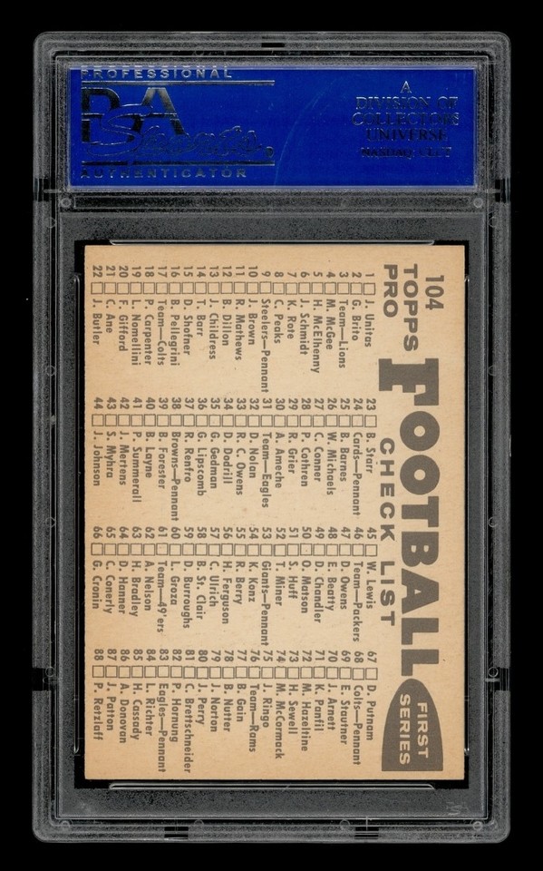 1959 Topps Set-Break #104 Chicago Bears Checklist Back PSA 7 NM | eBay