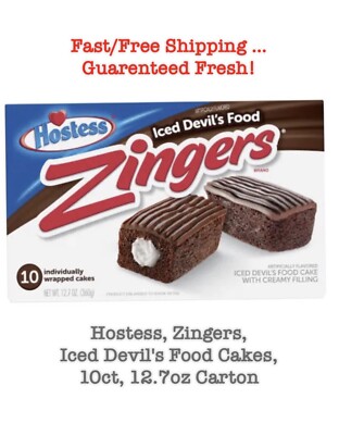 Hostess, Zingers, Iced Devil's Food Cakes, 10ct, 12.7oz Carton, FREE ...