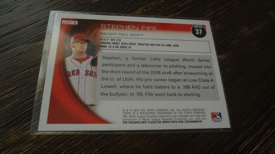 2010 TOPPS # 37 STEPHEN FIFE BASEBALL CARD | eBay