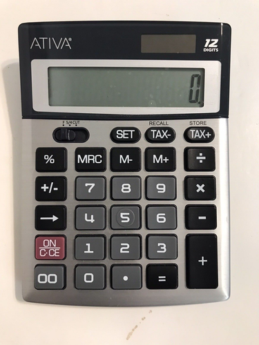 Ativa 12-Digit Desktop Calculator, Silver/Black | eBay