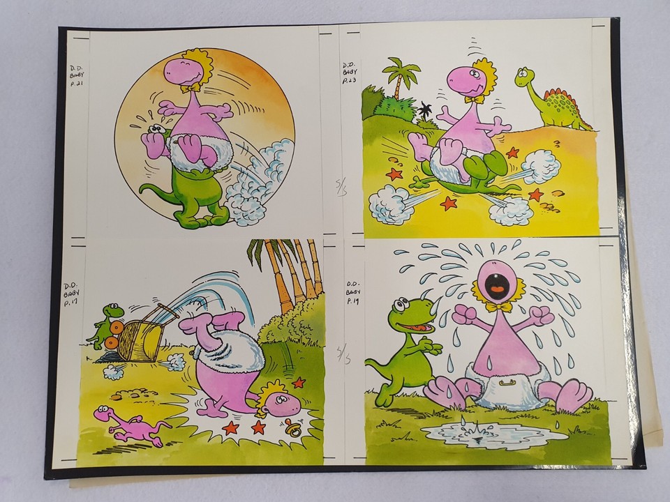 Vintage 1980's Mike Higgs Dopey Dinosaur Original Colour Artwork FULL ...
