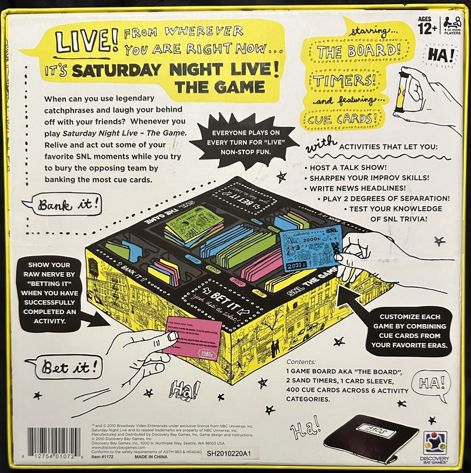 Saturday Night Live Board Game Family Friend Game 70's 80's 90's 2000's ...
