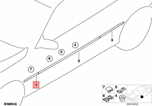 Genuine BMW E46 Cabrio Coupe Fender Molding Left Front OEM 51137001041 ...