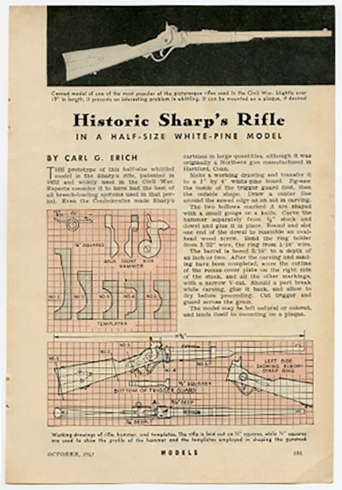 Historic Sharp's Rifle Model Whittling Project - Vintage 1941 How-To ...
