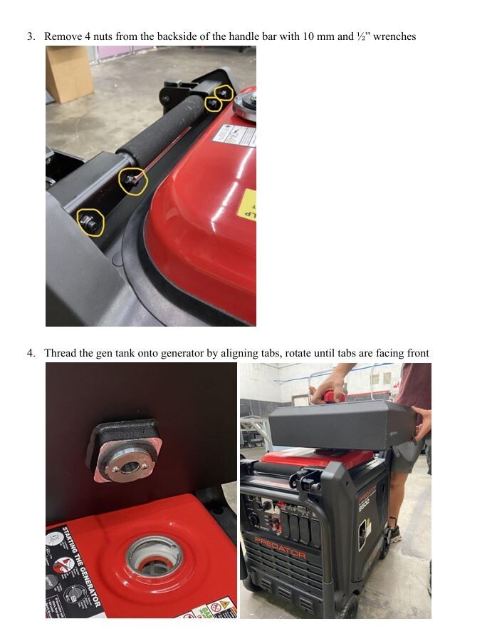 Predator Generator gas tank extended run time kit auxiliary fuel tank ...