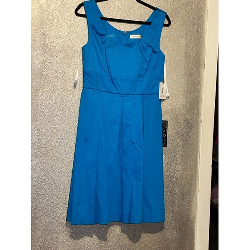 Calvin Klein Cerulean Blue Wedding High Tea Sleeveless Fit & Flare ...