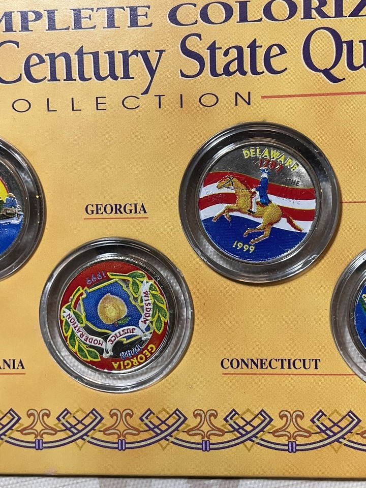 1999 COLORIZED US MINT STATE QUARTERS Complete Set of 5 Coins *FREE ...