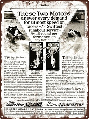 1928 Super Elto Quad Speedster Outboard Motors Boat Metal Sign 9x12 ...
