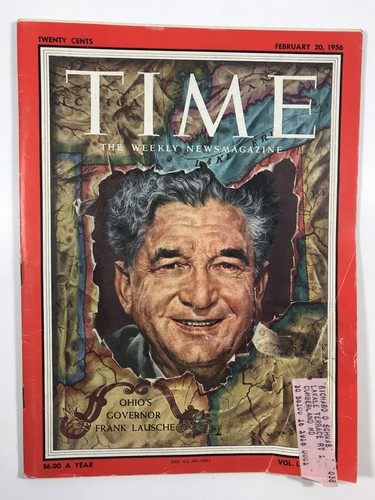 Time Magazine February 20, 1956 Ohio's Governor Frank Lausche | eBay