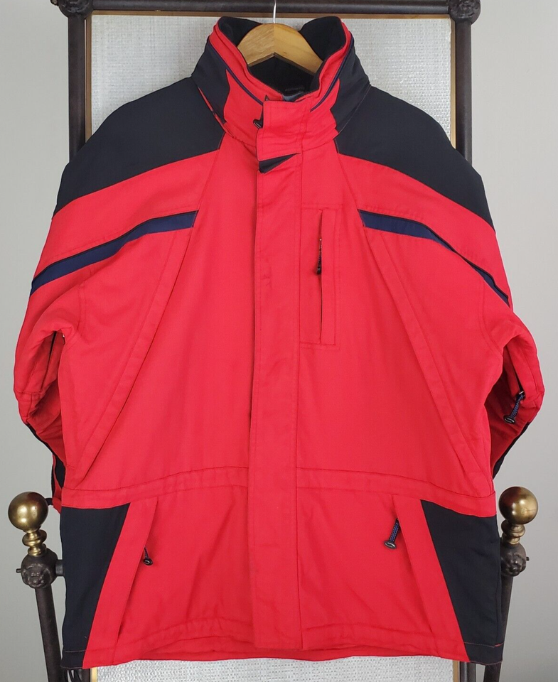 VTG OBERMEYER Size Medium Mens Winter Jacket Red Insulated Hooded Full ...