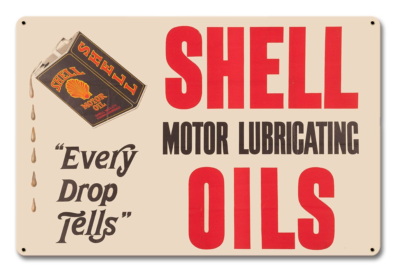 SHELL MOTOR LUBRICATING OIL BLACK CAN 18" HEAVY DUTY USA METAL ...