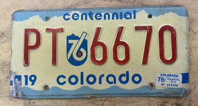1976 VINTAGE COLORADO CENTENNIAL LICENSE PLATE PT 6670 SPIRIT OF 76 | eBay