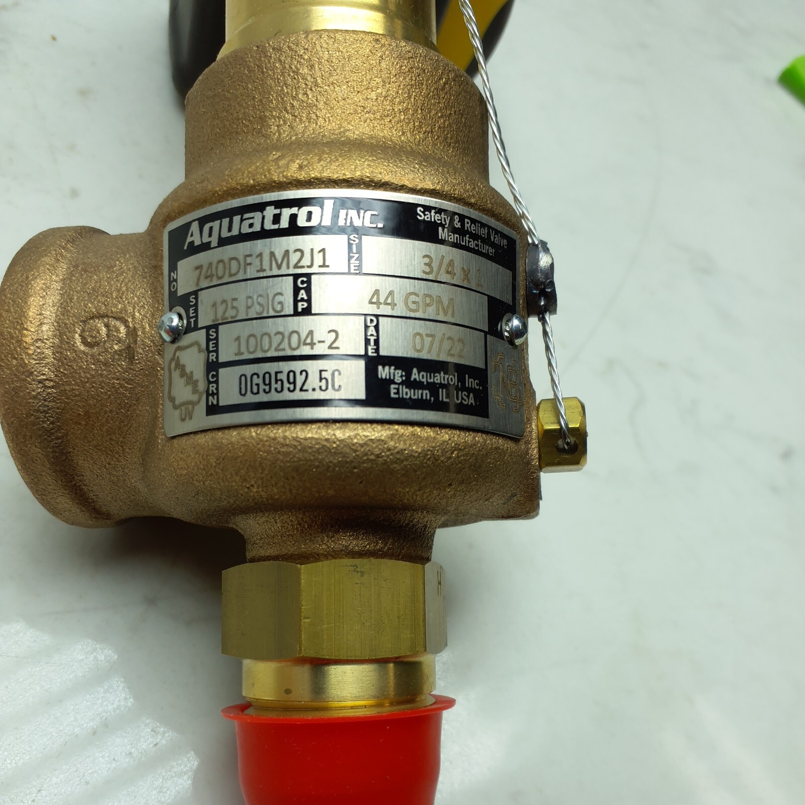 Aquatrol 740DF1M2J1-125 Safety Valve, W/D Orifice 3/4" x 1" Closed Cap ...