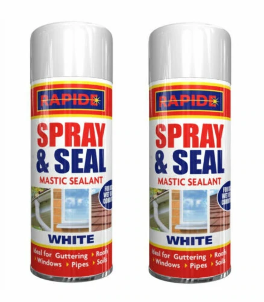 2 x Spray & Seal White Mastic Sealant For Guttering Roofs Window Pipes ...
