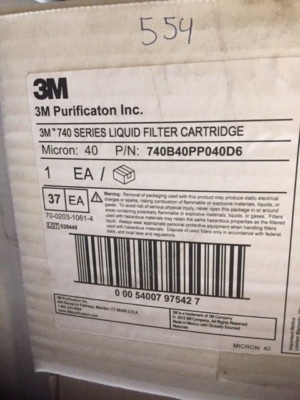 3M 740 Series 40 Micron Liquid Filter Cartridge Model 740B40PP040D6 ...