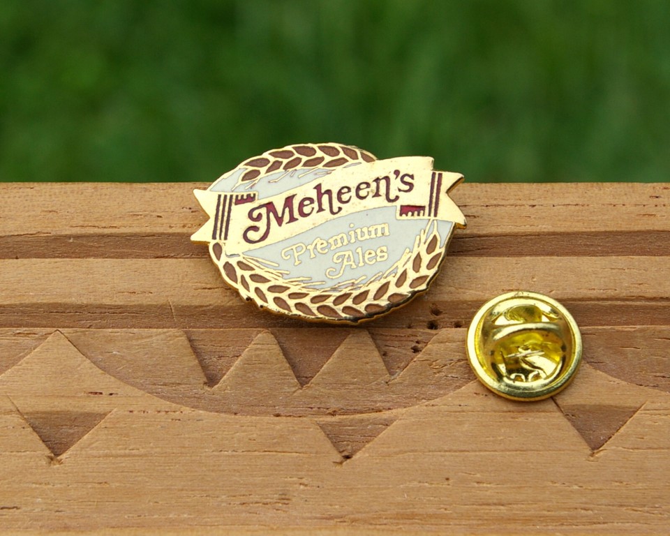 Meheen's Premium Ales 1 1/8" Gold Tone Metal & Enamel Lapel Pin Pinback ...