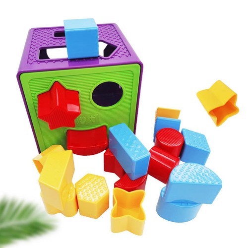 Geometric Shape Blocks and Sorter Box Shape Sorter Toy for Baby ...