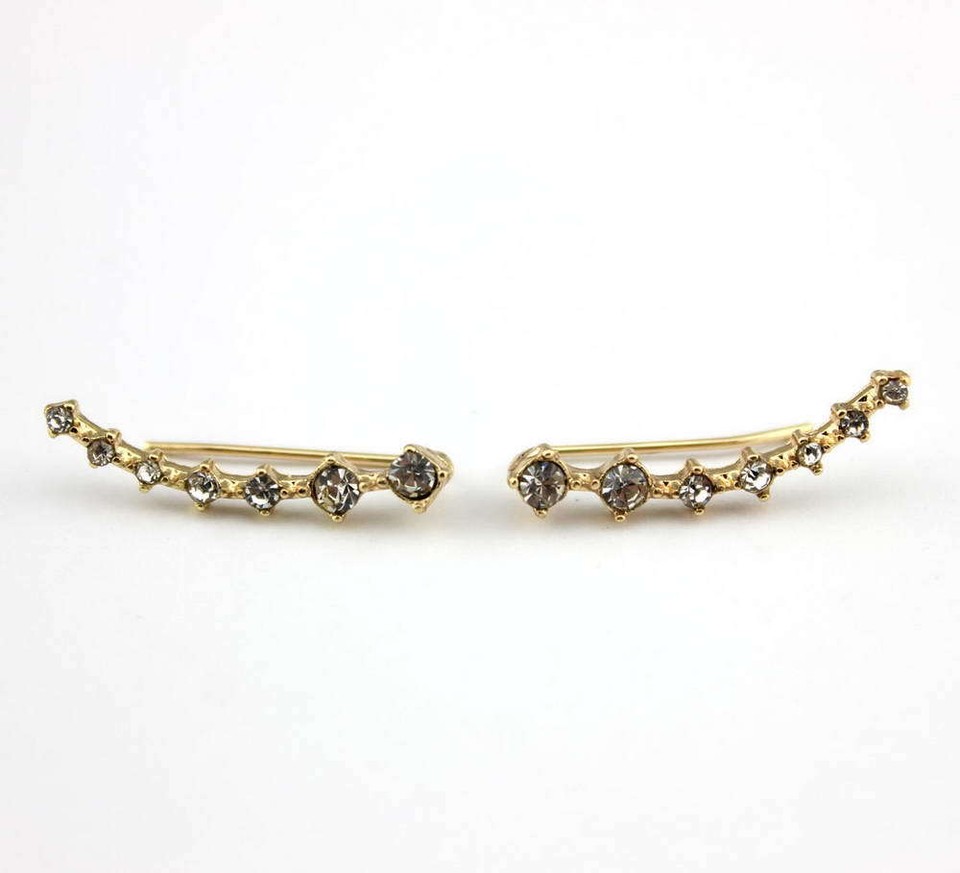 Crystal Bar Ear Climbers Delicate Korea Style Climer Earrings for Women ...