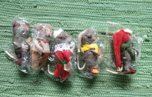 Felt Mouse Figurine Wool Felted Mice Dolls Miniature Decorative Lot of ...