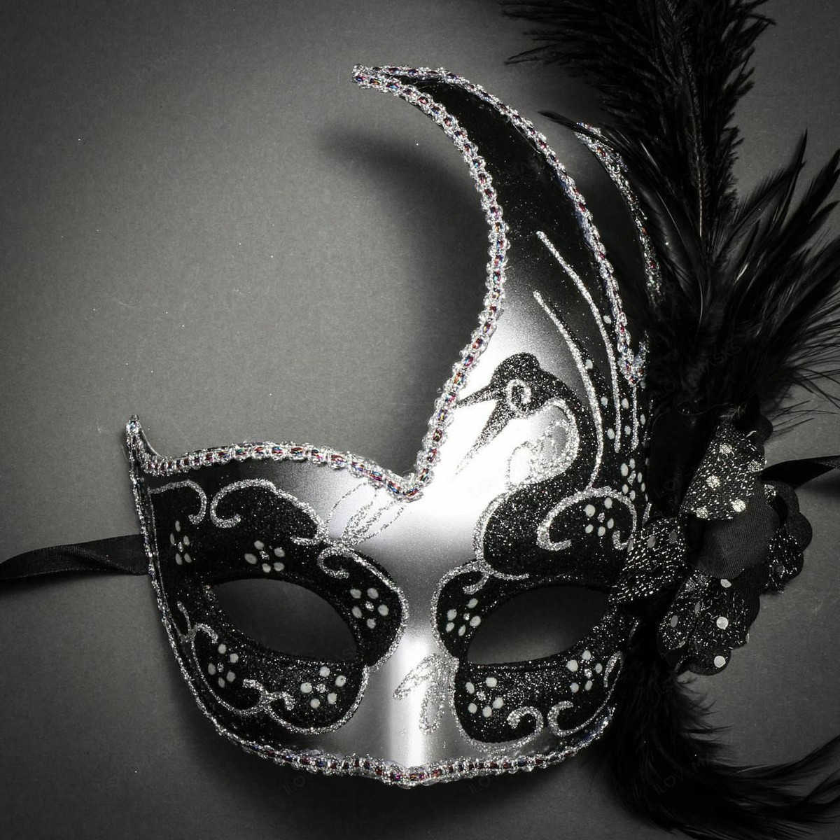 Half Black And Half White Masquerade Masks
