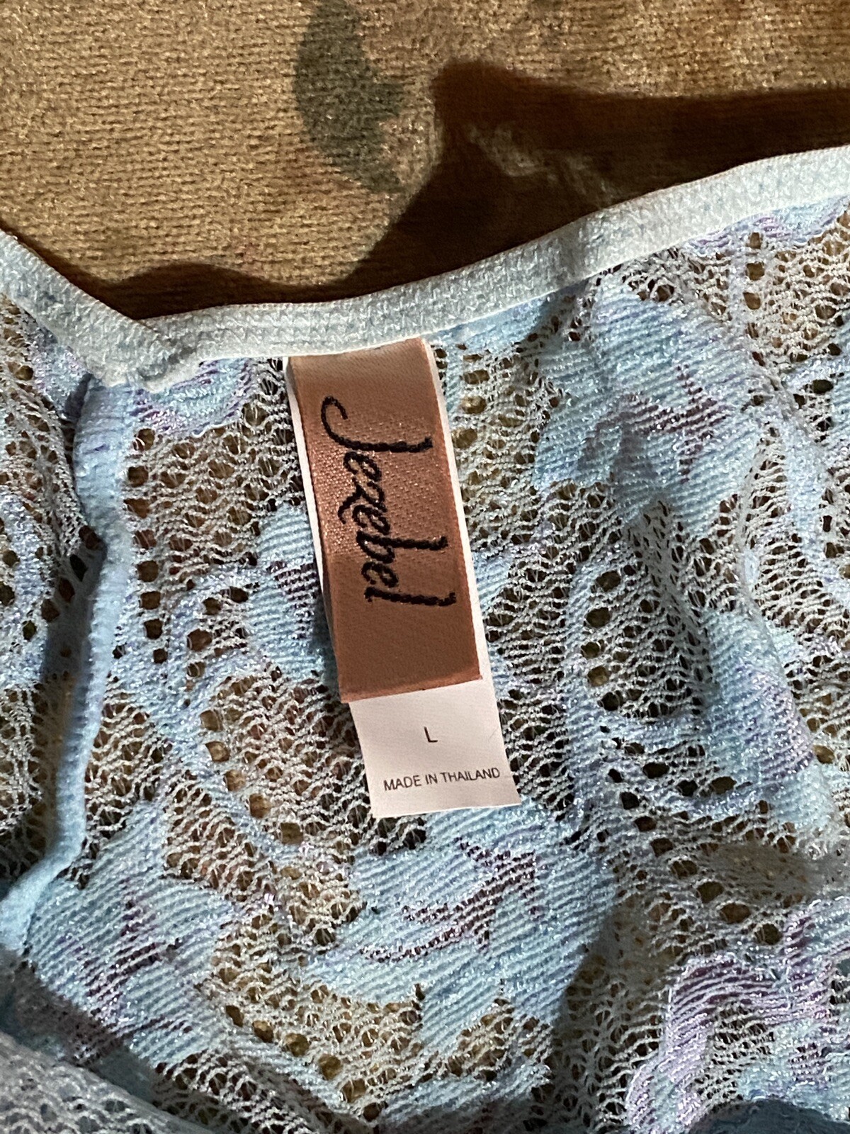 Vintage Jezebel L Baby Blue Lace Thong Underwear Biki… - Gem