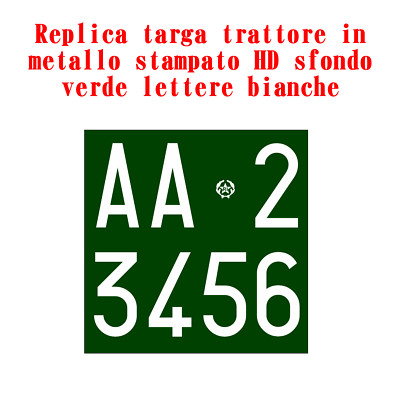 targa trattore replica fondo verde lettere bianche in metallo stampata ...