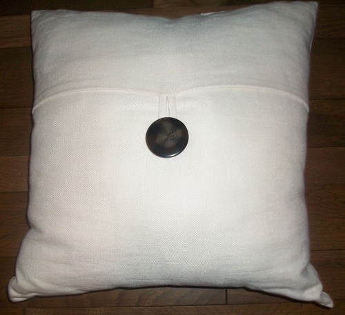 Pottery Barn 18" White Linen Big Button Pillow | eBay