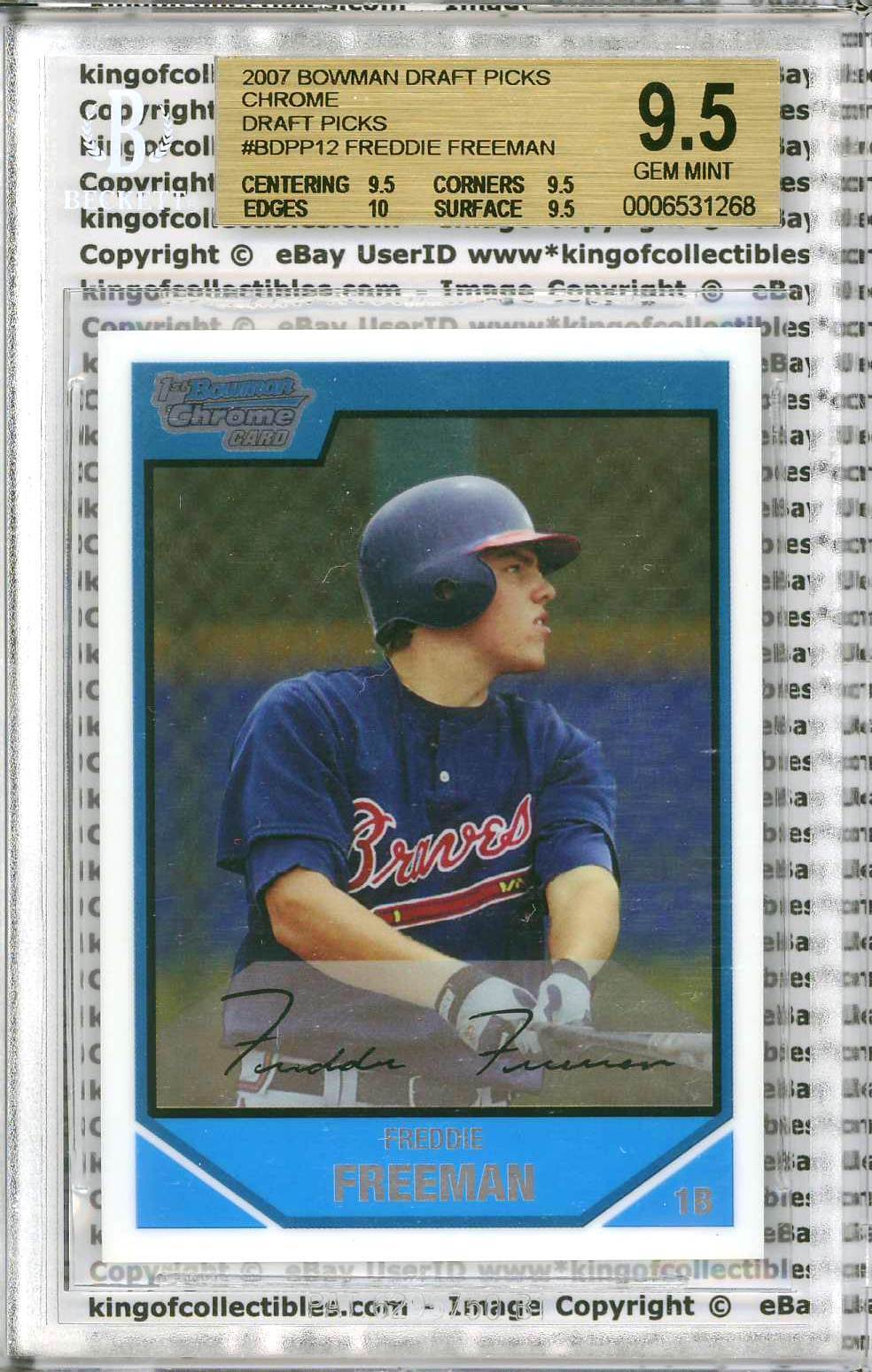 FREDDIE FREEMAN ROOKIE 2007 Bowman Chrome #BDPP12 BGS 9.5 GEM MINT ...