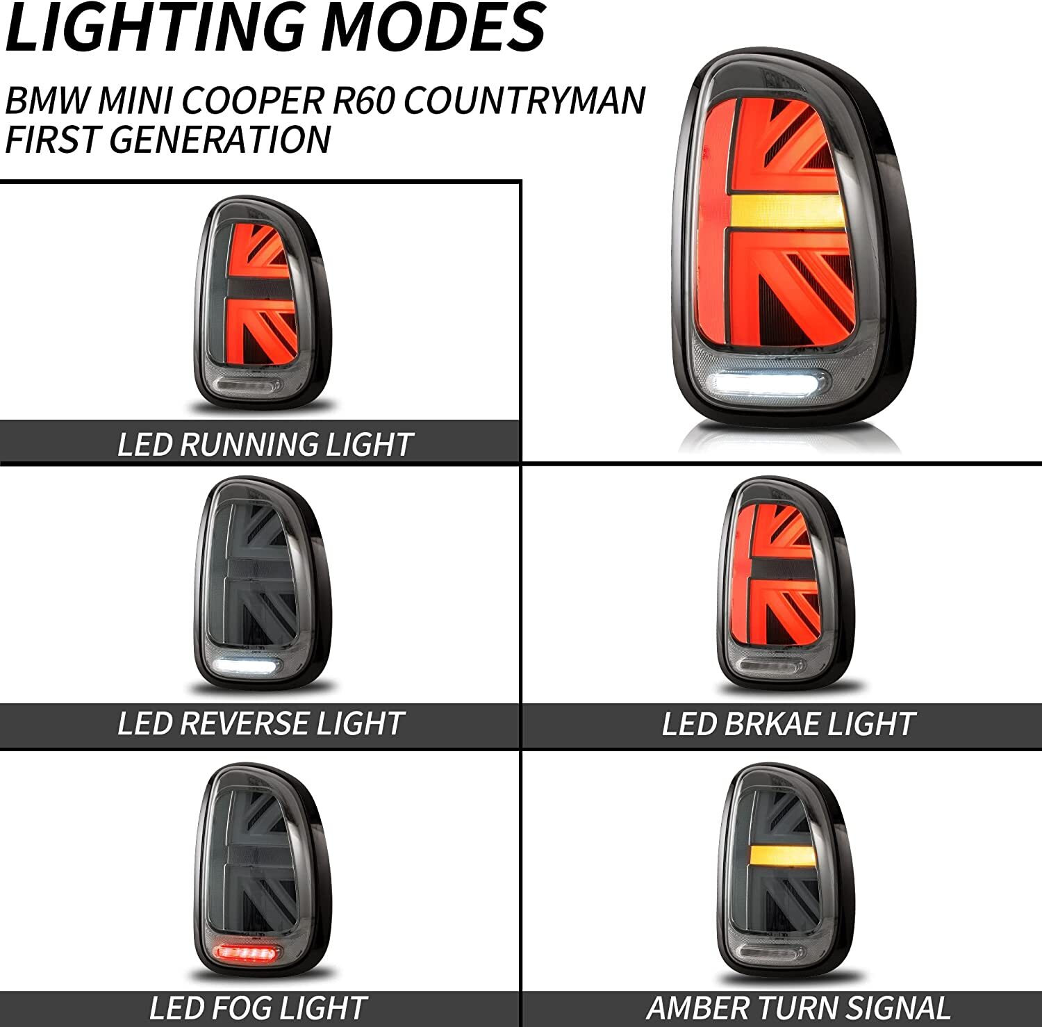 LED Smoked Tail Lights For 2010-2016 BMW Mini Cooper Countryman R60 ...