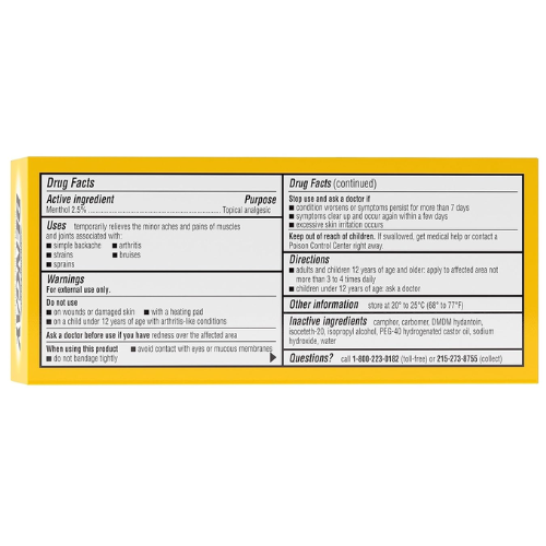 BENGAY Pain Relief Gel Menthol Vanishing Scent 2.5% 2oz Fast Relief - 3 ...