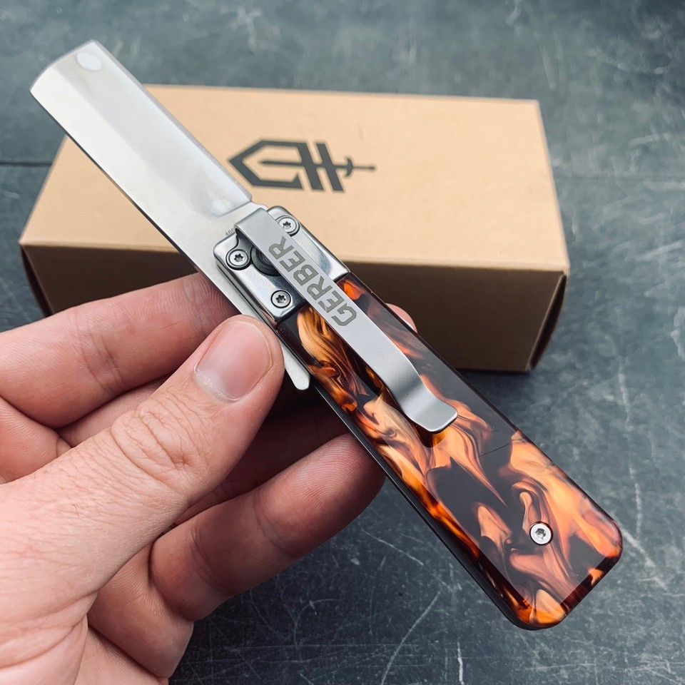Gerber Tortoise Jukebox Extended Tang Razor Blade EDC Folding Pocket ...